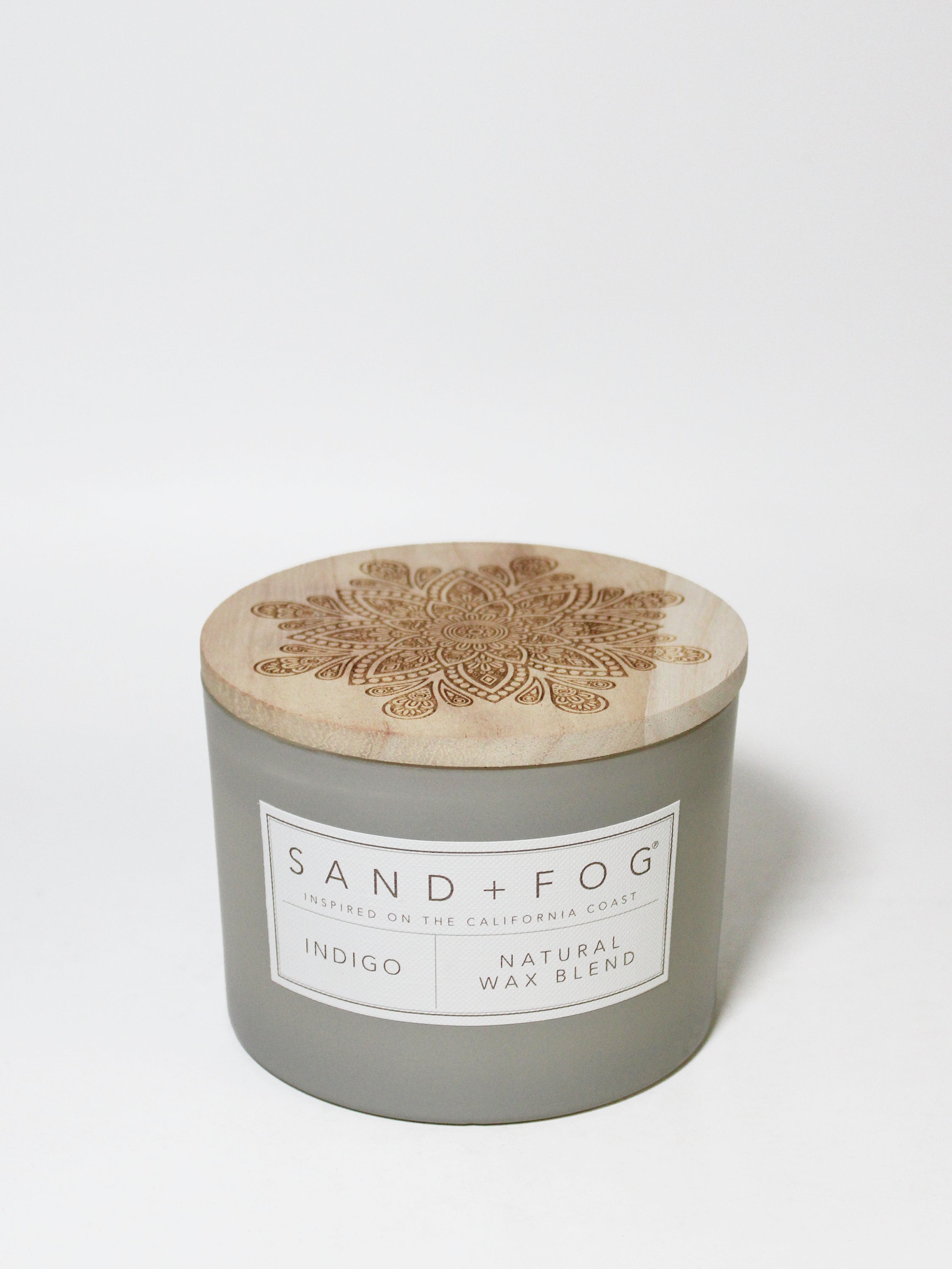 Indigo 12 oz scented candle – Sand + Fog