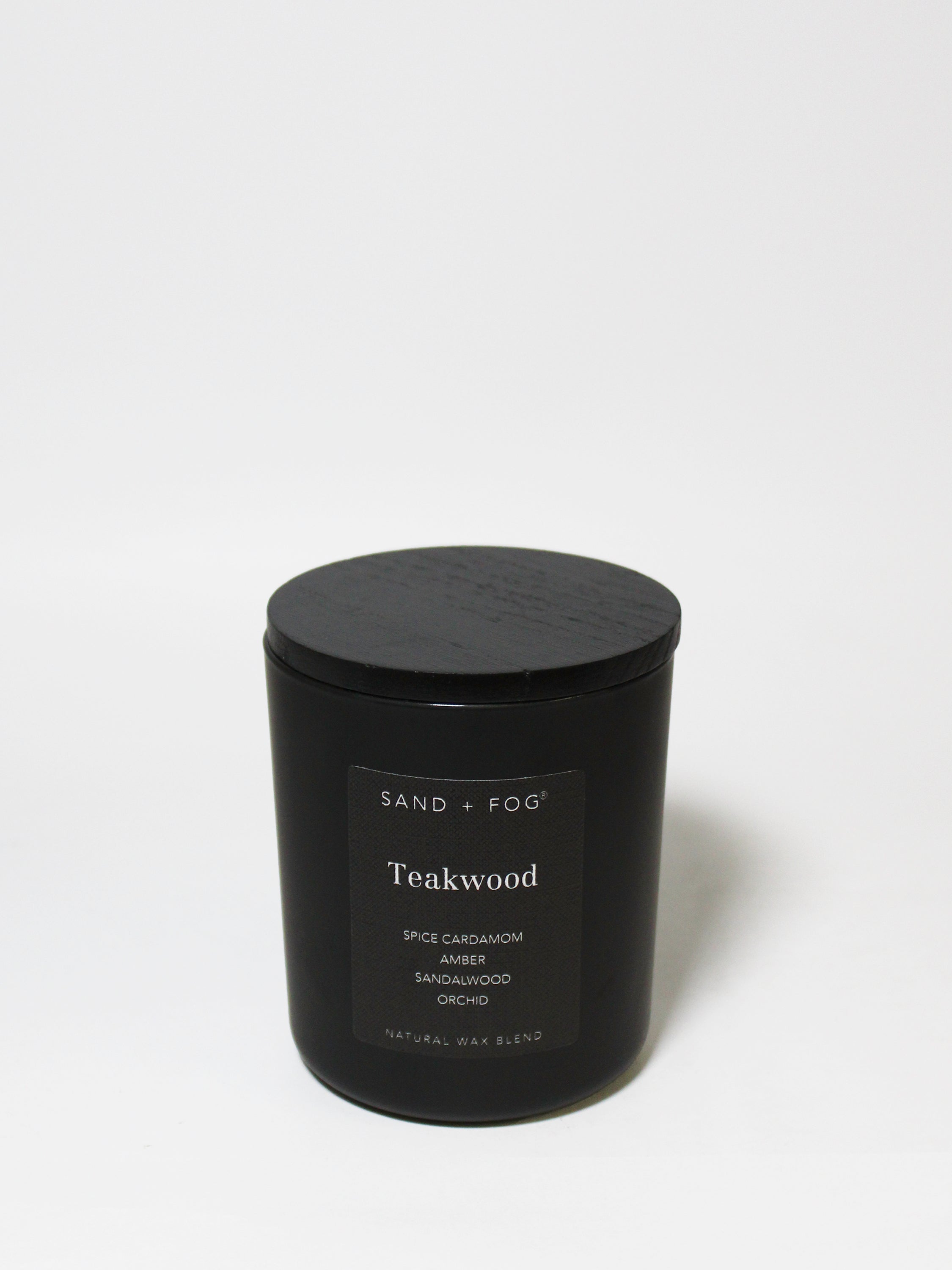 Teakwood 10 oz scented candle – Sand + Fog